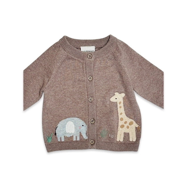Elephant and Giraffe Pointelle Cardigan – Red Orchard