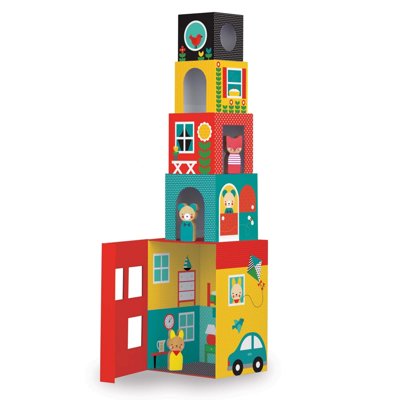 Peek-A-Boo House Stacking Blocks – Red Orchard