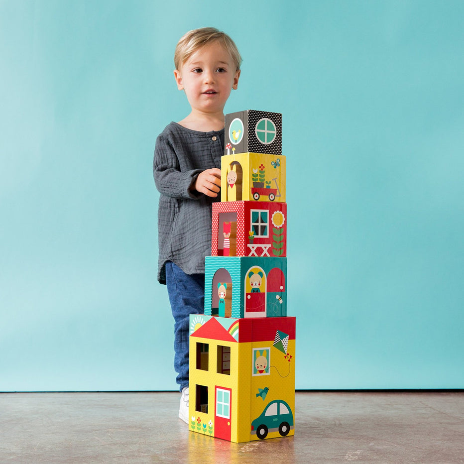 Peek-A-Boo House Stacking Blocks – Red Orchard
