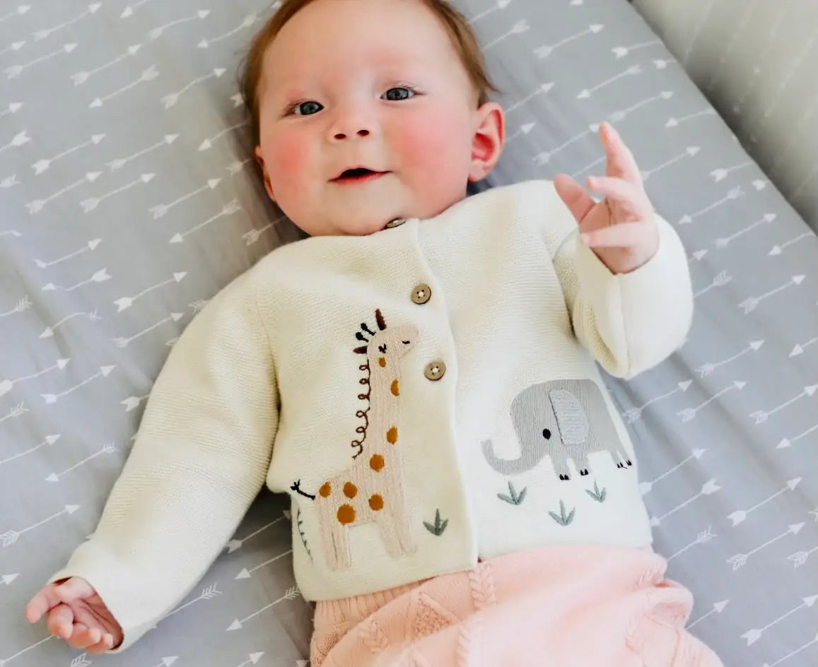 Animal Safari Embroidered Baby Cardigan – Red Orchard